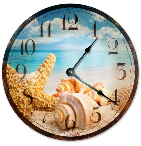RUSTIC SEA SHELLS Clock Large 10.5 Inch Clock Novelty - Etsy