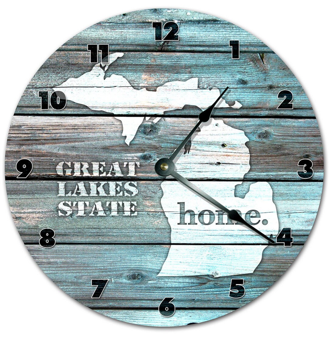 Michigan State Clock: Teal Rustic Wood, 10.5" Wall Decor - Etsy