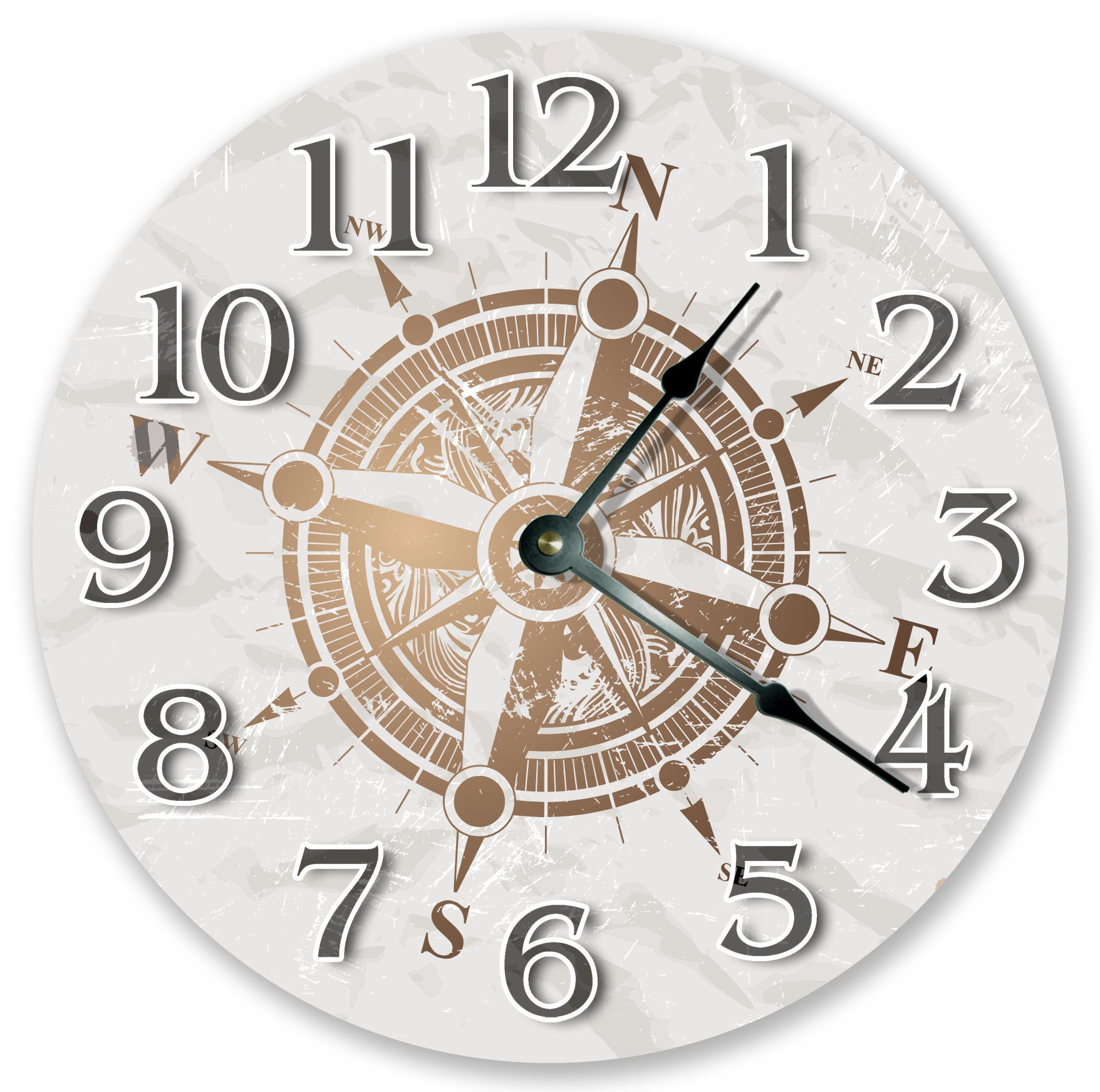 COMPASS ROSE Wall CLOCK Home Decor Old Map Pattern Round Large | Etsy