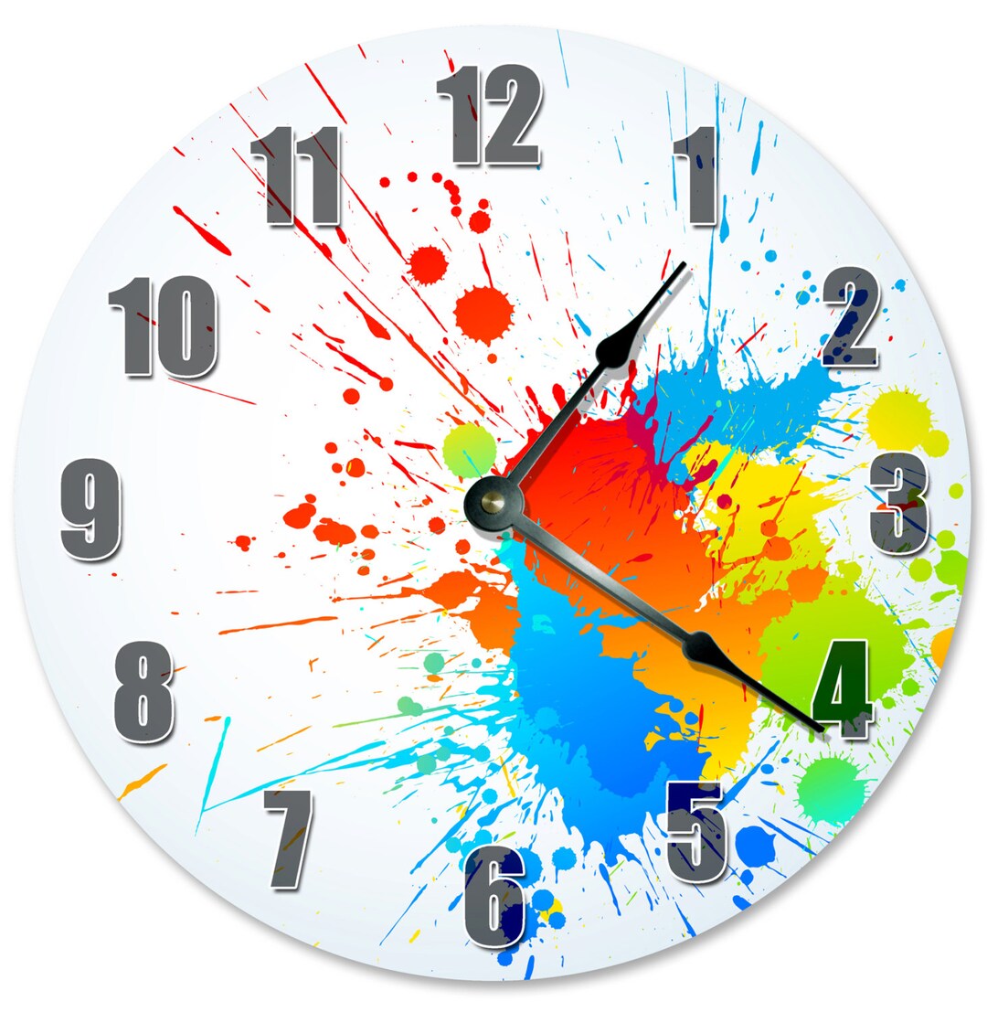 SPLATTER PAINT CLOCK - Large 10.5" Wall Clock - 2188 - Etsy