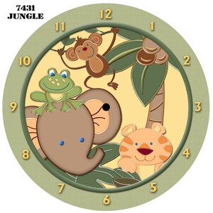 ZOO SAFARI or JUNGLE Personalized Wall Clock - Cartoon Clock - Nursery ...