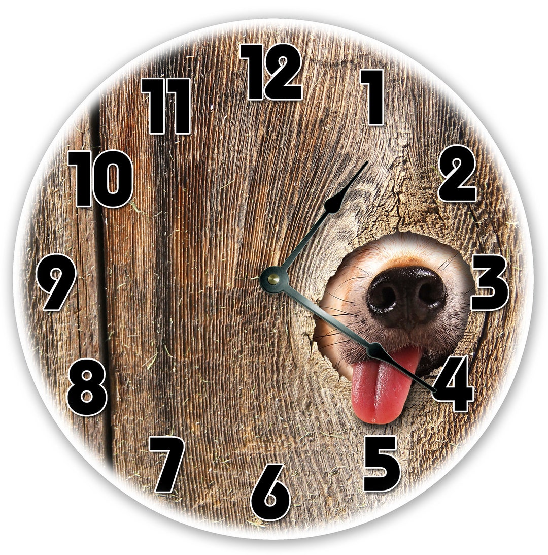 12" DOG NOSE in A FENCE Clock - Large 12 Inch Wall Clock - Home Decor ...