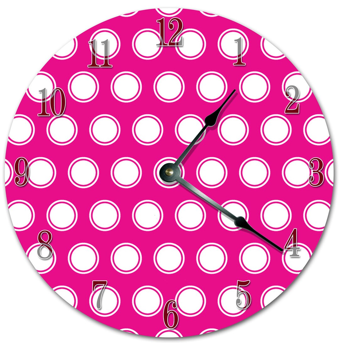 Pink Polka Dot Clock: 10.5" Modern Living Room Decor - Etsy