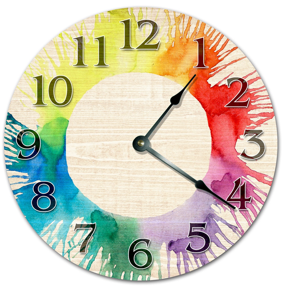 Watercolor Circle Clock: 10.5" Silent Wall Decor - Etsy