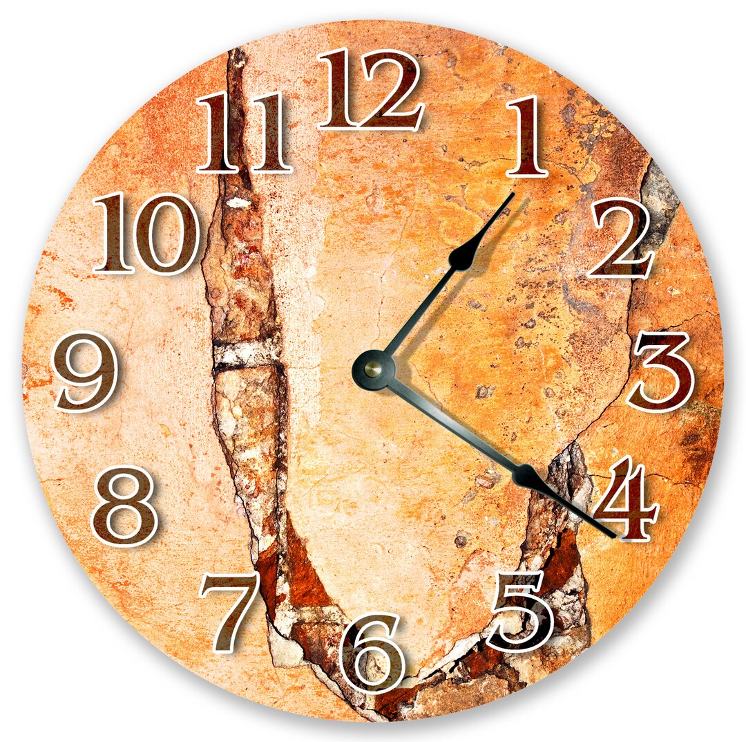 10.5" BROKEN CRACKED WALL Clock - Large 10.5" Wall Clock - Cabin Decor ...