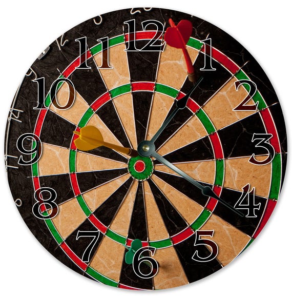 10.5 DART BOARD Clock Game Clock Round Wall Clock | Etsy