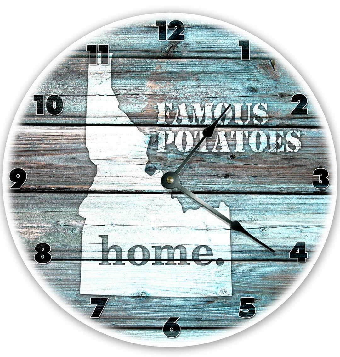 12 IDAHO TEAL RUSTIC Look Clock Large 12 Inch Wall Clock Printed Decal ...