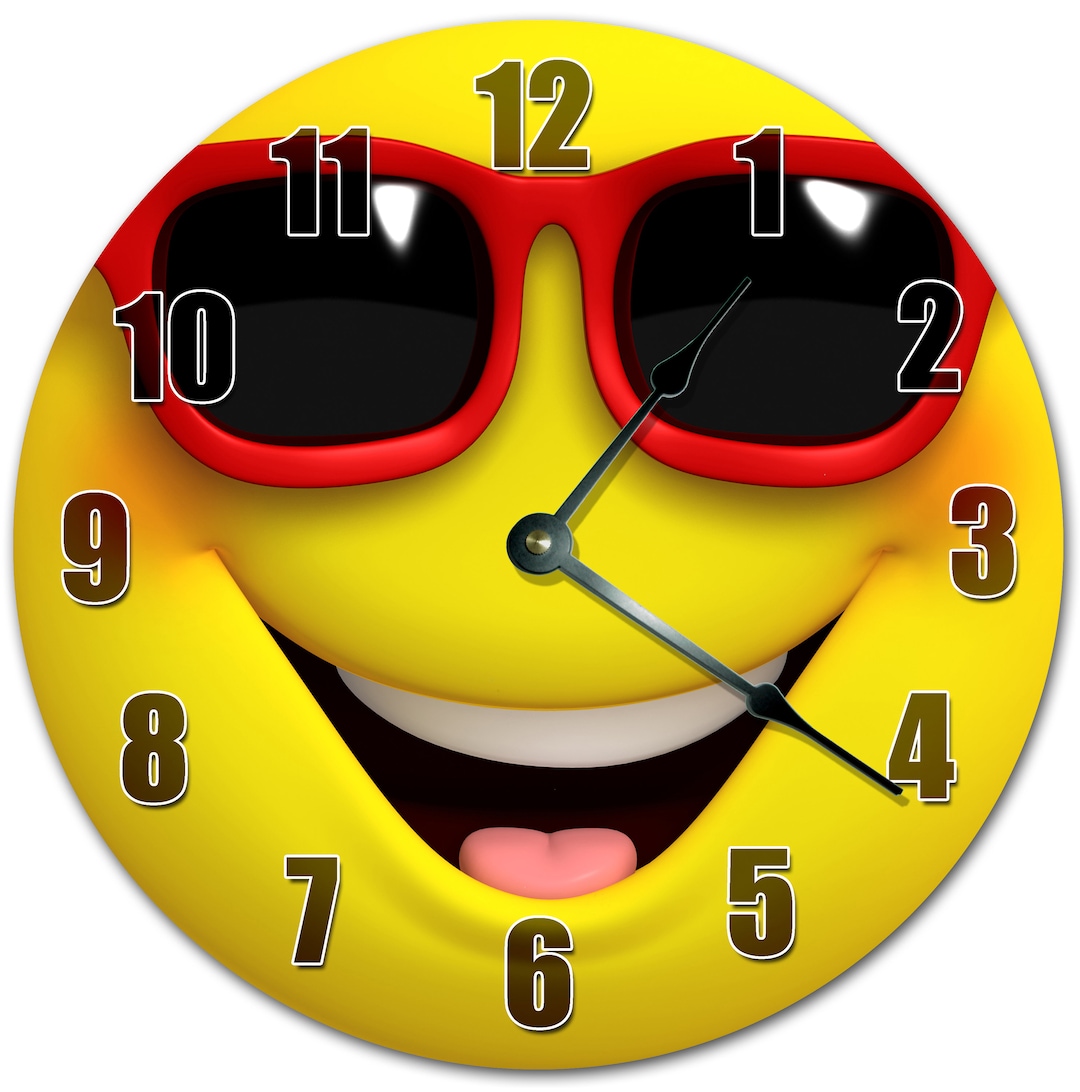 Happy Face Clock: 10.5" Yellow Smiley Wall Decor - Etsy