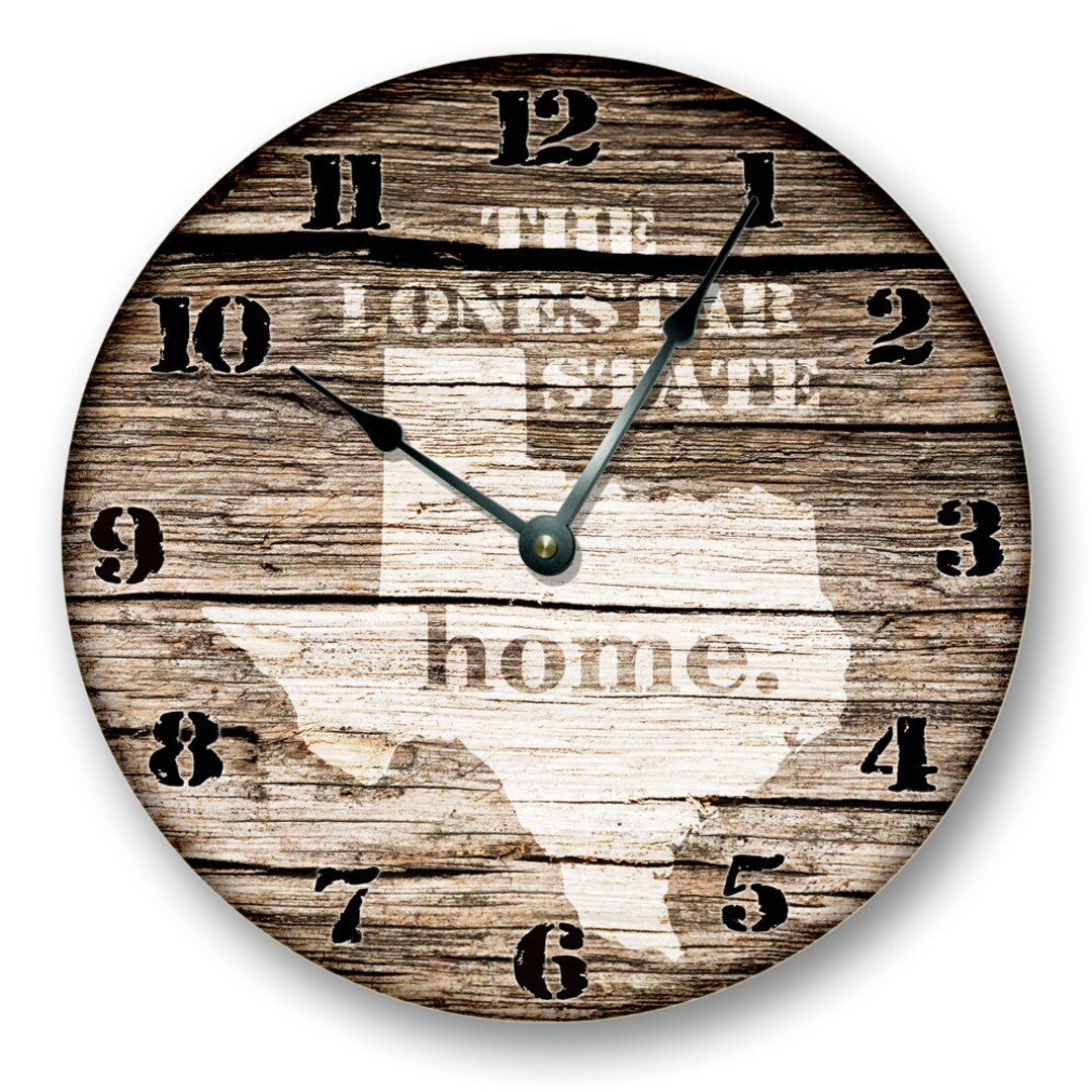 Texas State Clock: Lonestar Wood Wall Decor (10.5") - Etsy