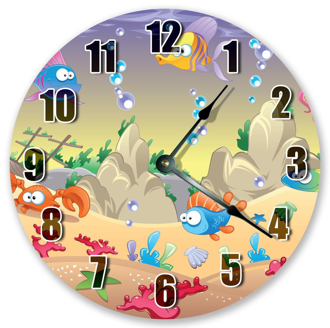10.5" Under the Sea Clock - Kids Clock - Living Room Clock - Large 10.5 ...