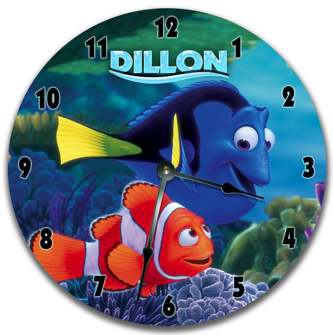 FINDING NEMO Personalized Wall Clock - Nursery Clock - Large 10.5" Wall ...