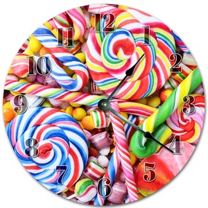 10.5" Colorful Candy Cane Clock - Living Room Clock - Large 10.5" Wall ...