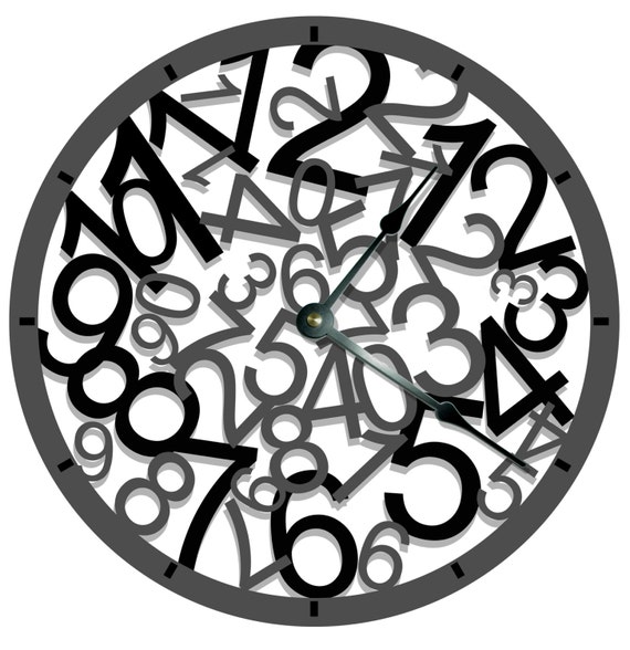 NUMBERS EVERYWHERE Clock Sand Blue Large 10.5 inch Clock | Etsy