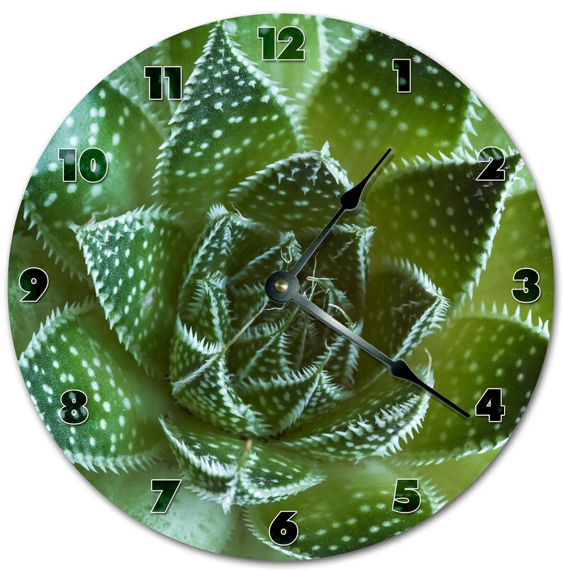 10.5 Cactus Clock Green Plant Clock Living Room - Etsy