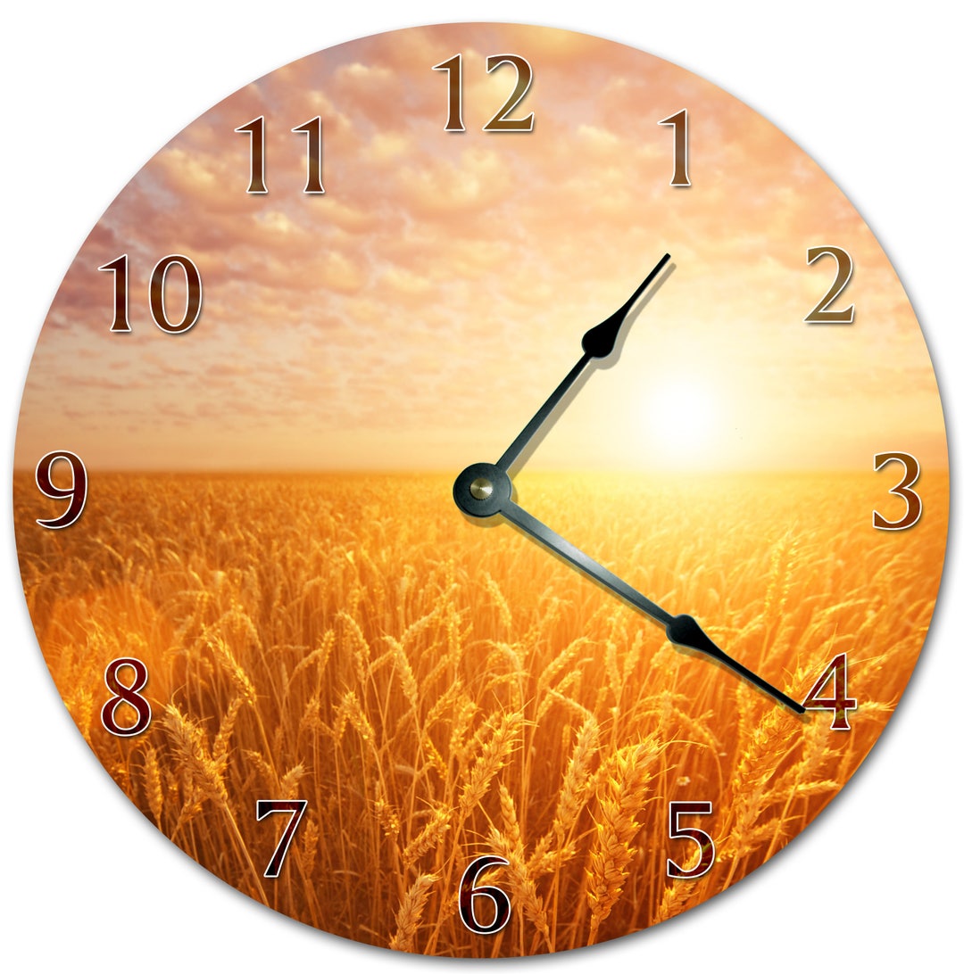 10.5" SUNRISE in the WHEAT FIELD Clock - Living Room Clock - Large 10.5 ...