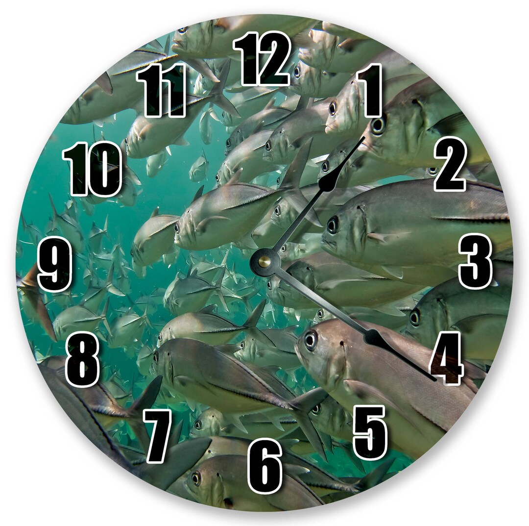 10.5" School of Fish Clock - Living Room Clock - Large 10.5" Wall Clock ...