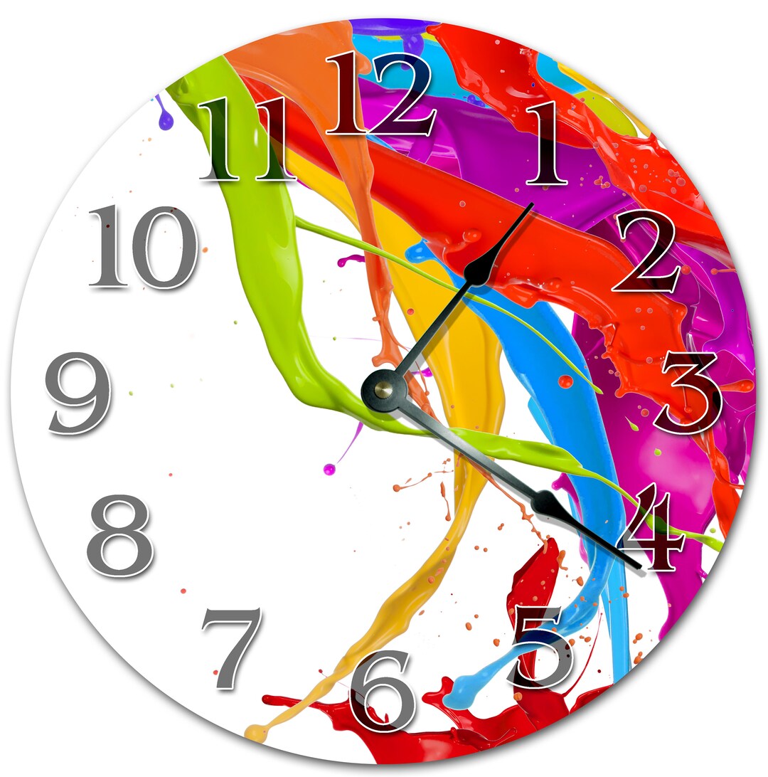Colorful Paint Splatter Clock: 10.5" Modern Home Decor - Etsy