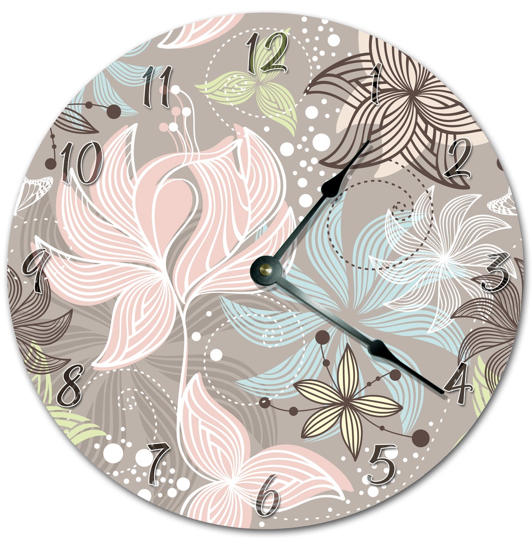 Reloj FLORAL hermoso de 10.5 "- Reloj de la sala de estar - Reloj de ...