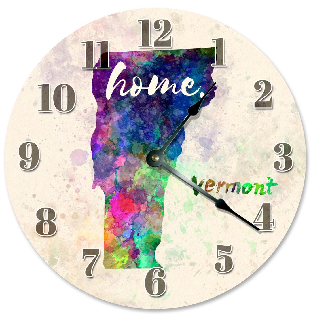 10.5" Vermont State Clock, Watercolor Art, Large Round Clock - Etsy