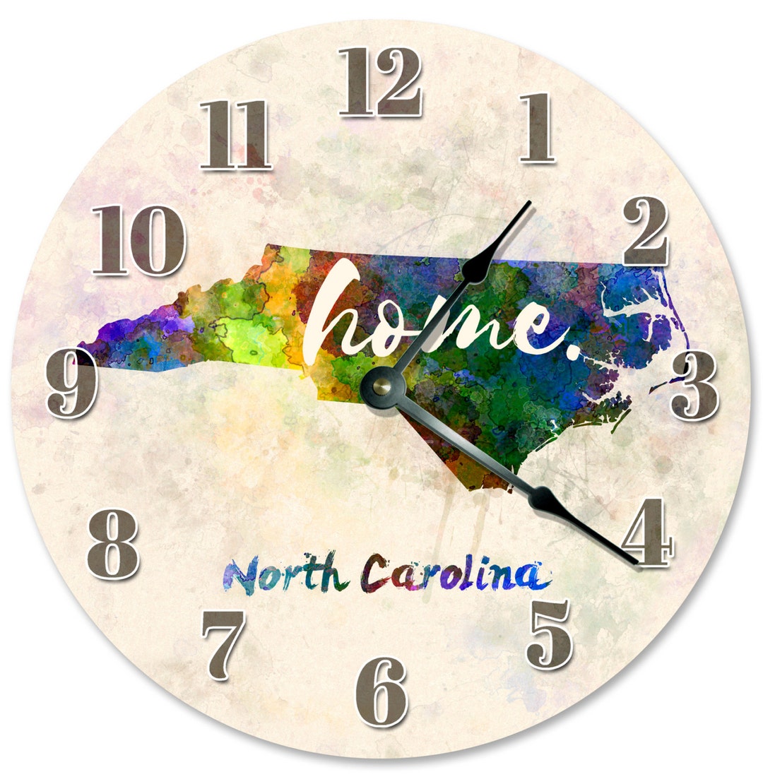 NORTH CAROLINA Home State Clock Large 10.5 Inch Clock Novelty Clocks ...