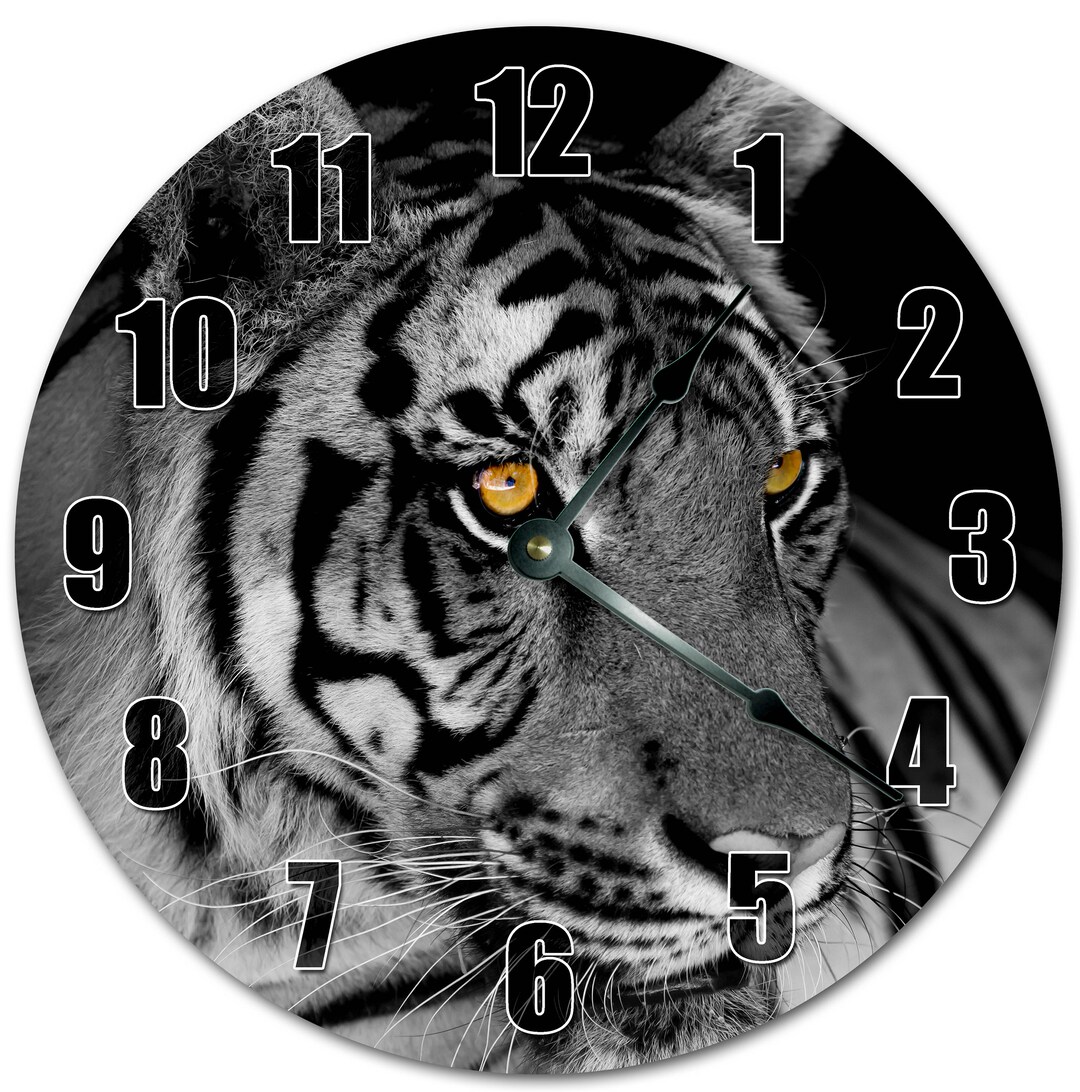 10.5" TIGER Clock - Living Room Clock - Large 10.5" Wall Clock - Home ...