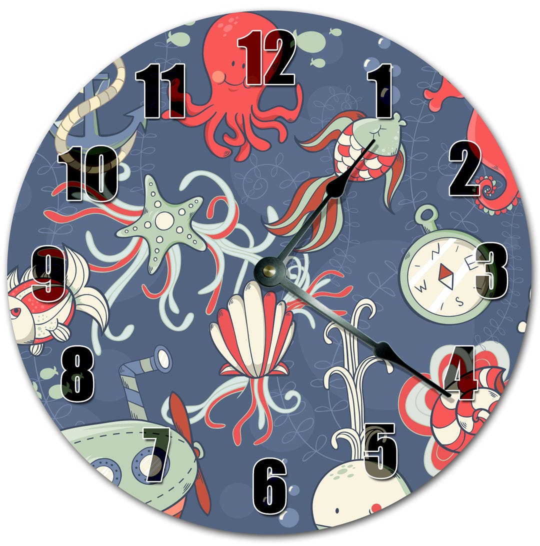 Under the Sea Art Clock: 10.5" Silent Wall Clock - Etsy