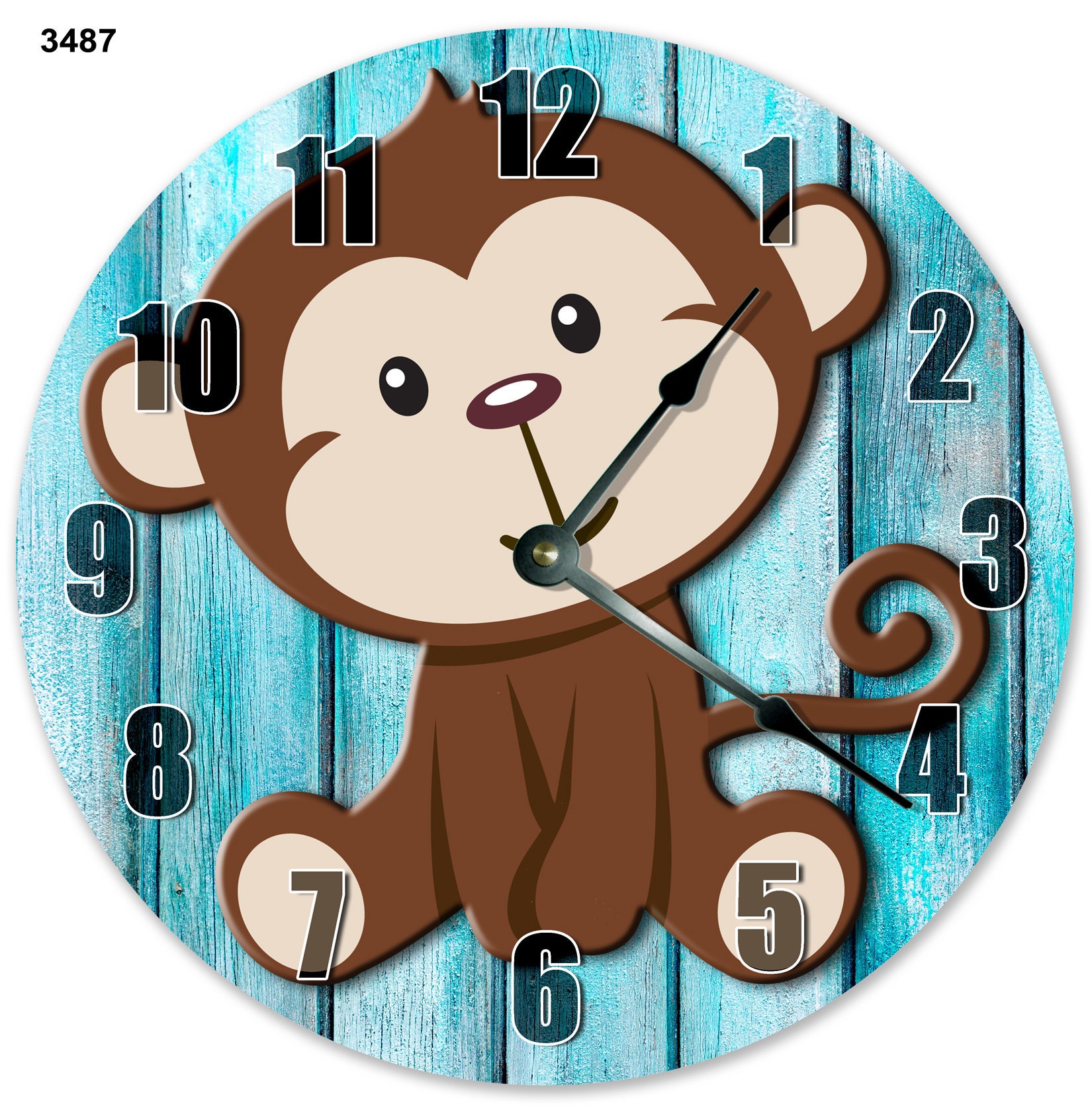 10.5 Adorable SITTING MONKEY Cartoon Clock Living Room | Etsy