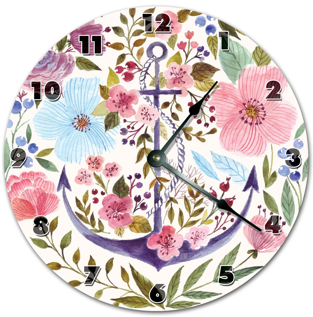 Floral Anchor Clock: 10.5