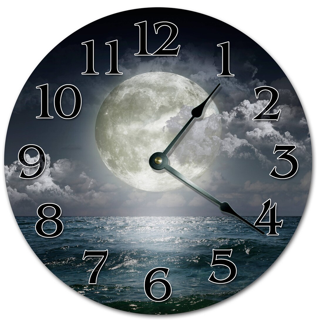 Full Moon Clock: 10.5" Silent Wall Decor - Etsy