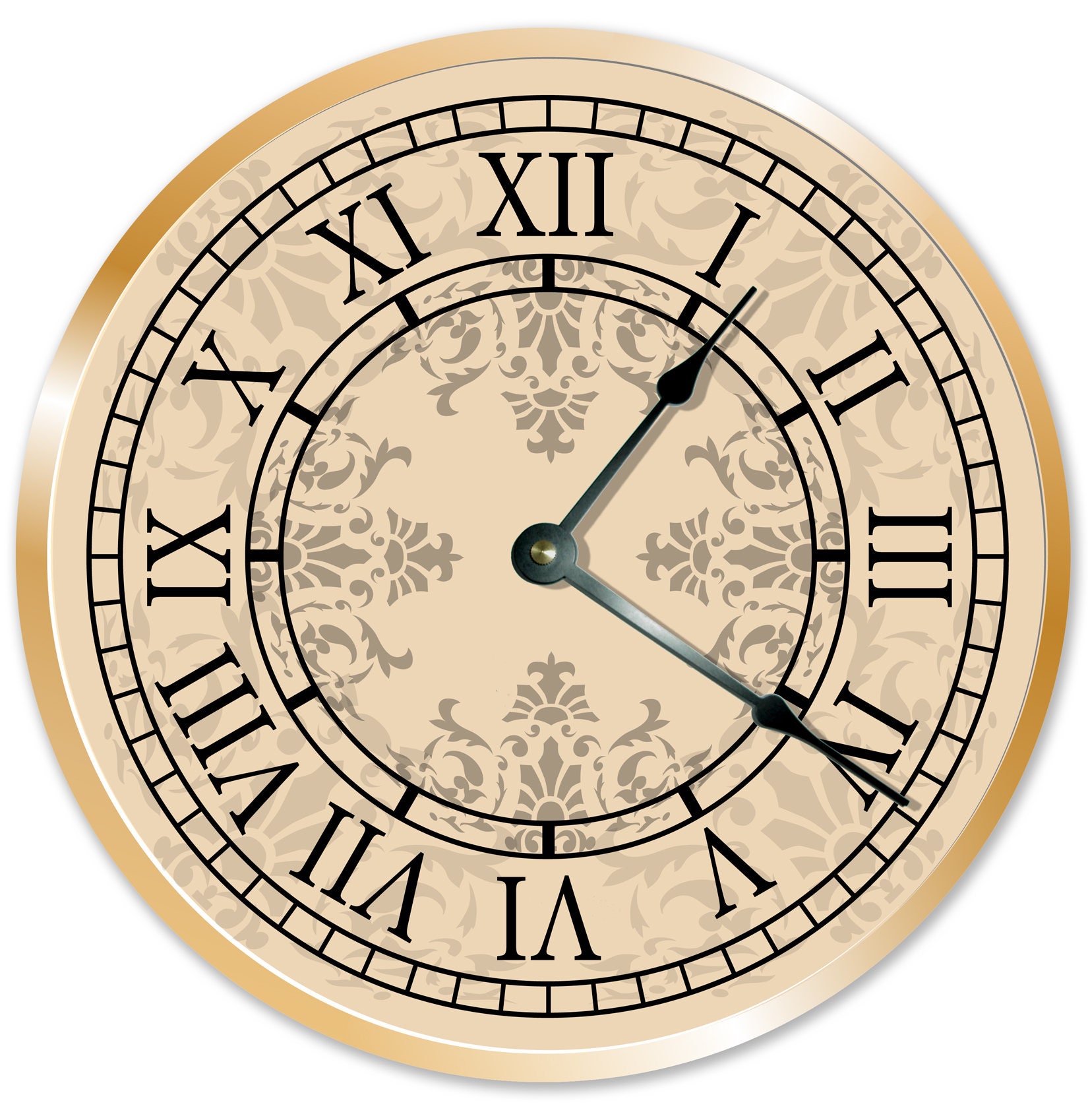 10.5 Elegant GOLD ROMAN NUMERAL Design Clock Living | Etsy