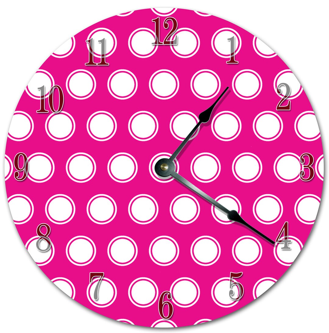 Pink Polka Dot Clock: 10.5" Modern Living Room Decor - Etsy