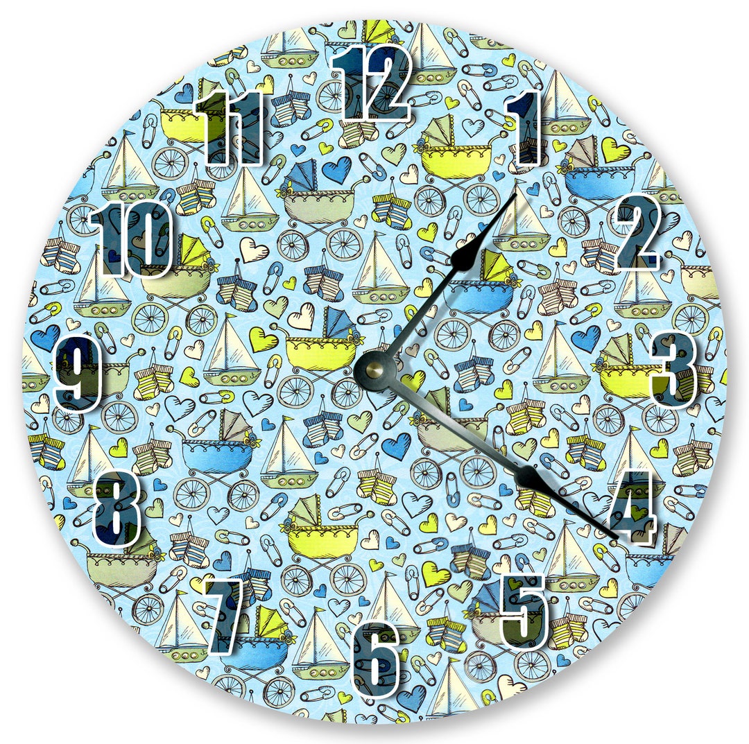 Baby Strollers Pattern Wall Clock – Nursery Decor, Baby Shower Gift - Etsy