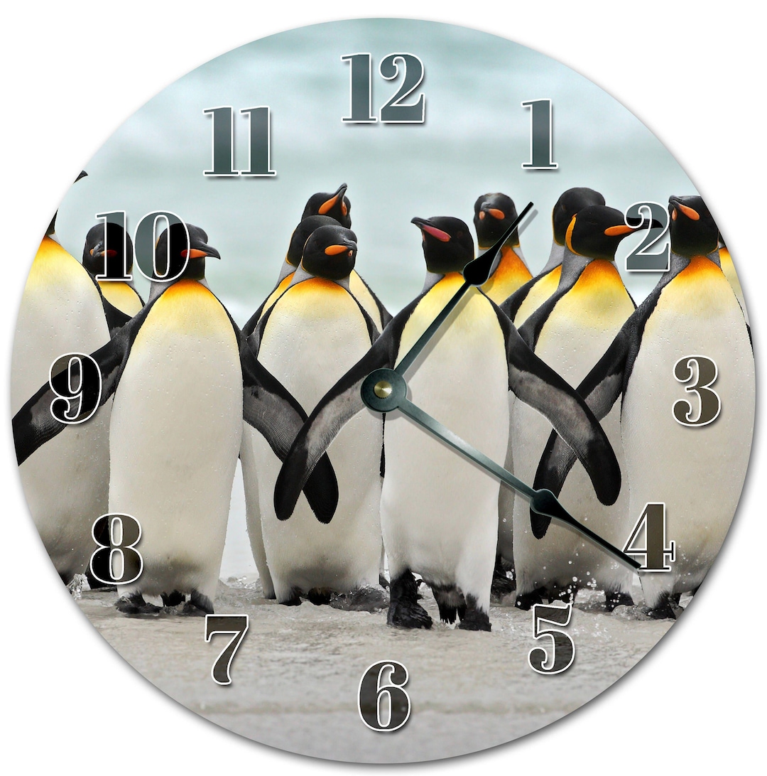 King Penguins Clock: 10.5" MDF Silent Wall Decor - Etsy
