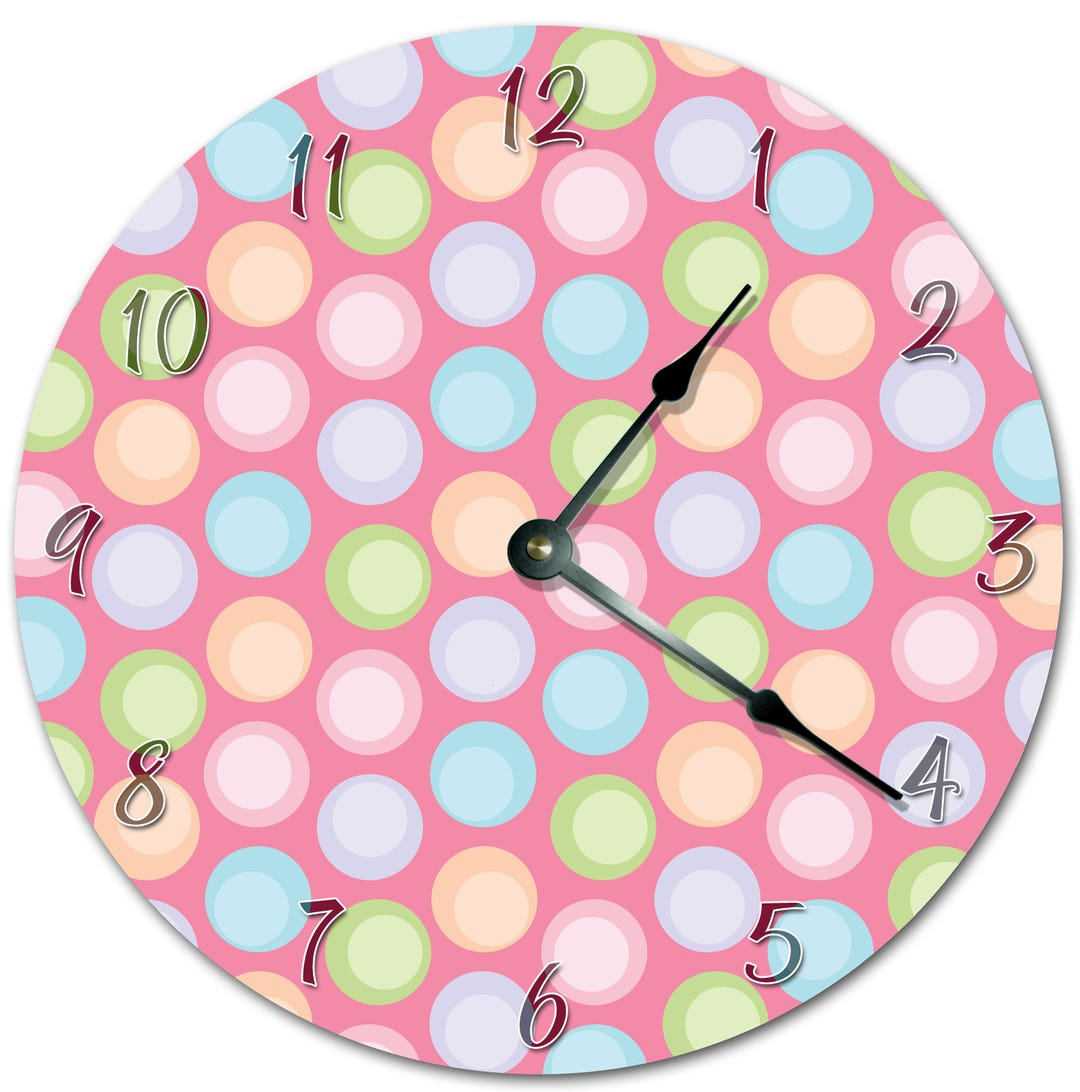Colorful Polka Dot Clock: 10.5" Silent Wall Decor - Etsy