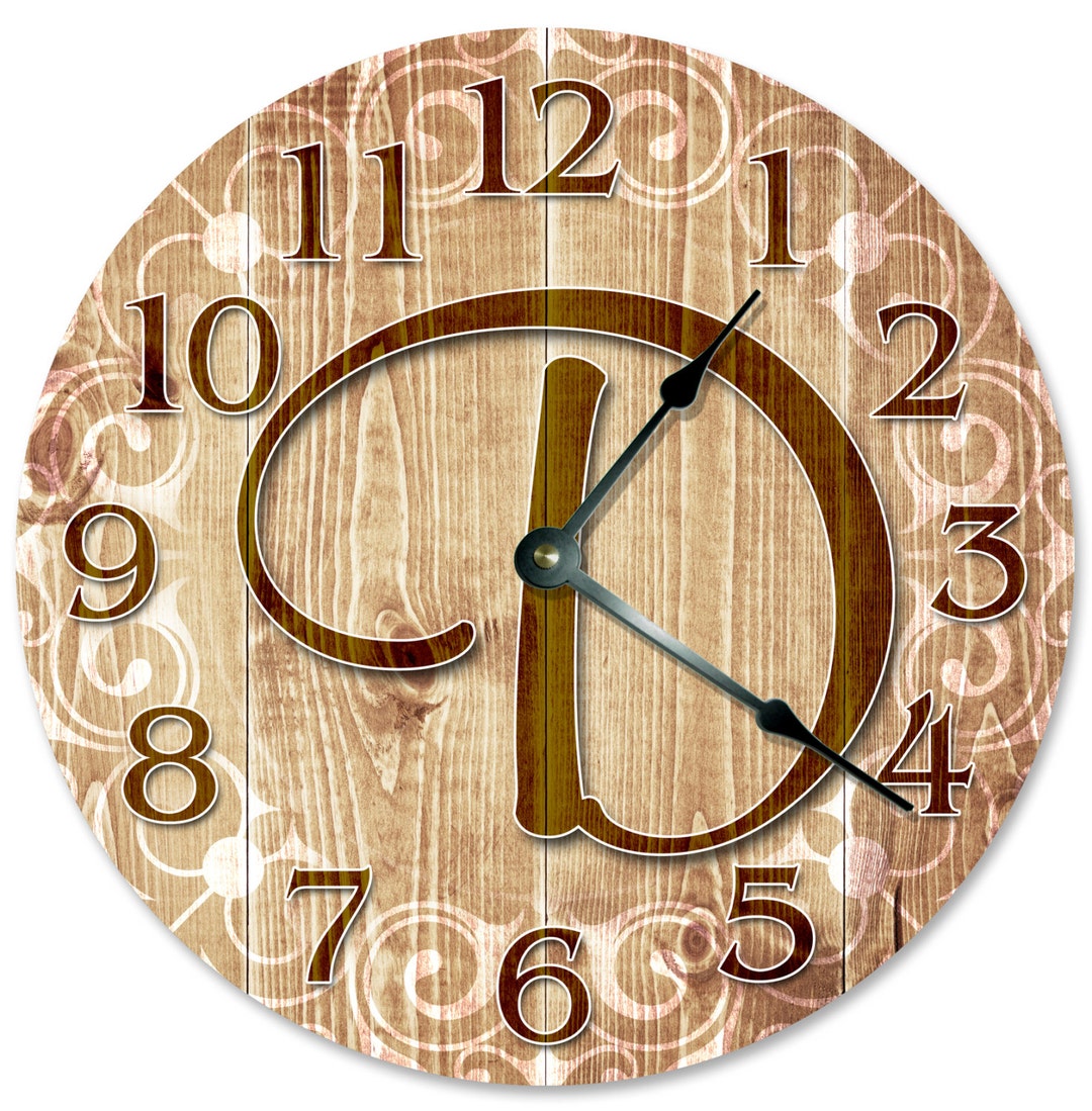 D MONOGRAM CLOCK Clock Large 10.5 inch Clock Novelty Clocks Wall Clocks ...