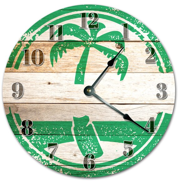 10.5 COCONUT TREE STAMP Clock Living Room Clock | Etsy
