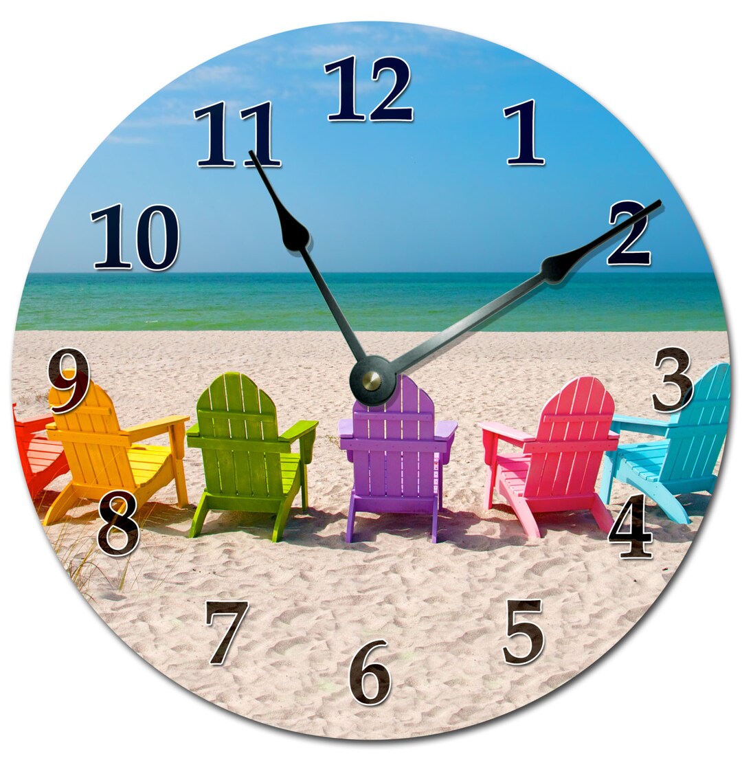 COLORED BEACH CHAIRS Slient Wall Clock Ideal Gift for Any Occasion ...