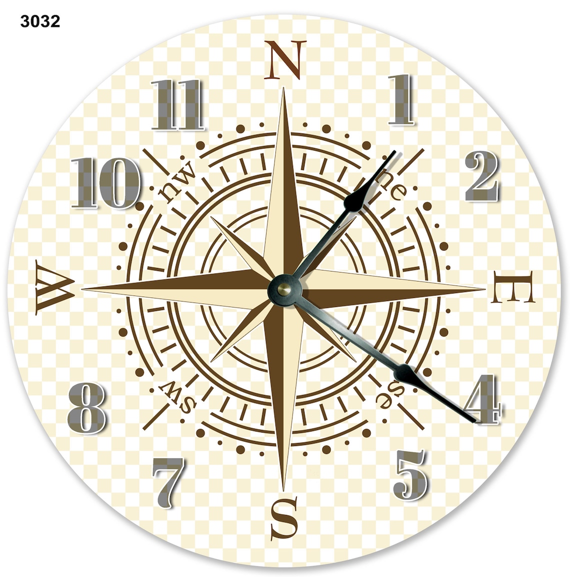 COMPASS ROSE Wall CLOCK Home Decor Old Map Pattern Round Large | Etsy