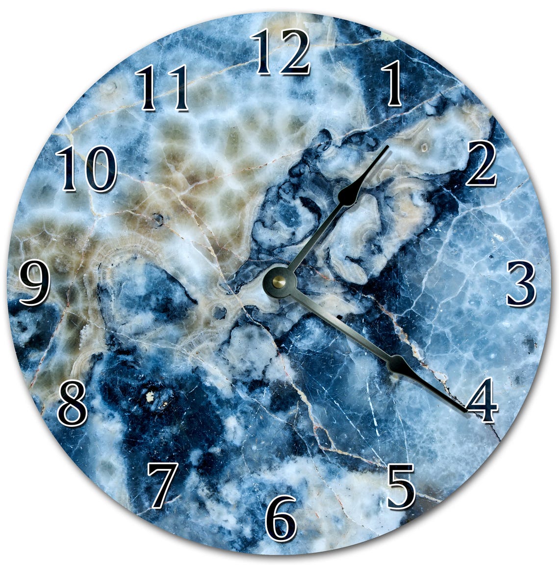 10.5 Blue Abstract Clock Living Room Clock Large - Etsy