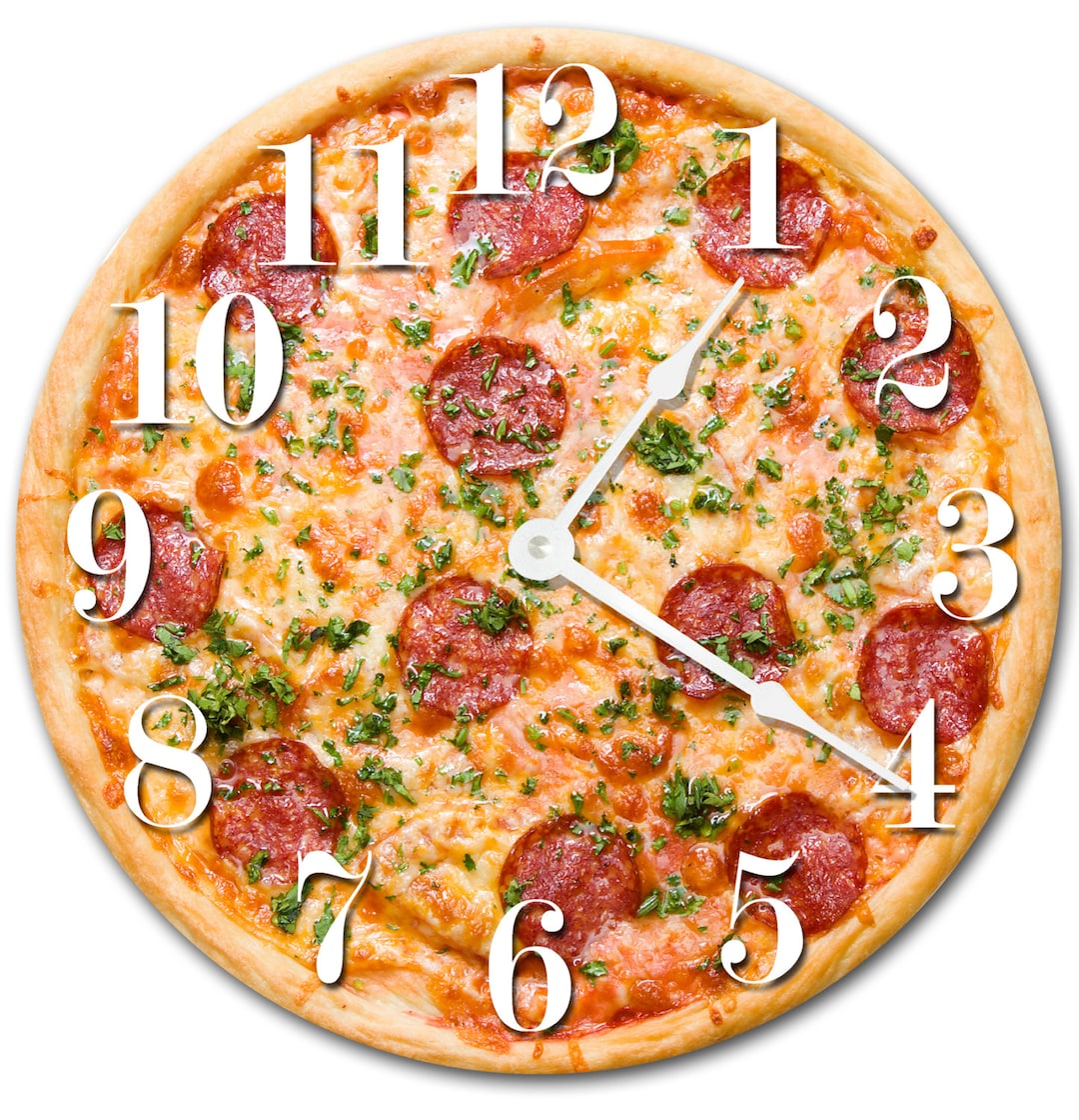 PIZZA KITCHEN Clock Large 10.5 inch Clock Novelty Clocks Wall Clocks ...