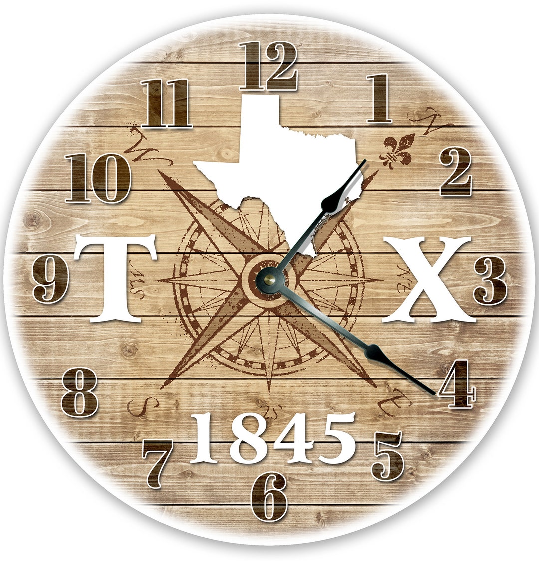 12 TEXAS STATE ESTABLISHED 1845 Clock Large 12 Inch Wall Clock Wall ...