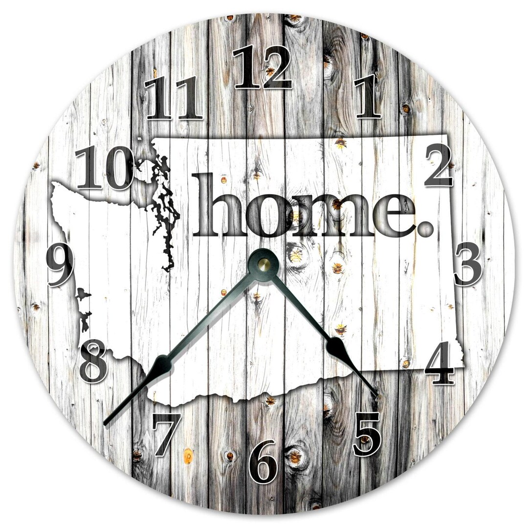 Washington State Map Clock: Large 15" Printed Wood Wall Decor - Etsy
