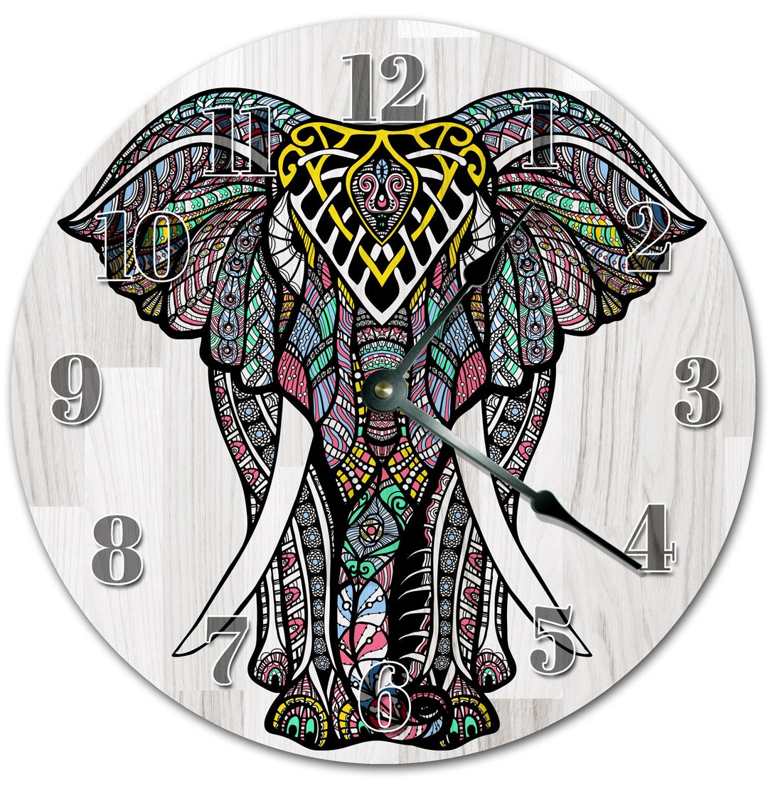 10.5" ABSTRACT ELEPHANT Design Clock - Living Room Clock - Large 10.5 ...