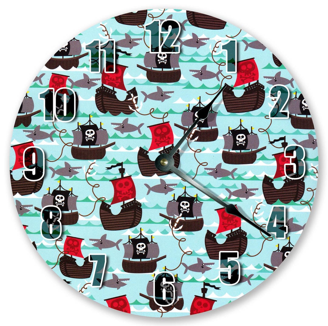 Pirate Ship Nursery Clock: 10.5" Kids Room Decor - Etsy