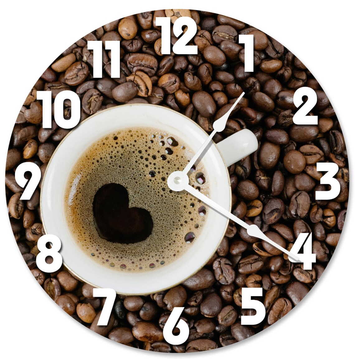 COFFEE CUP HEART Shape Clock - Large 10.5" Wall Clock - 2070 - Etsy