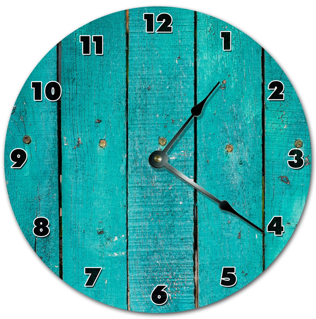 Blue Green Wood Wall Clock: 10.5" Silent Living Room Decor - Etsy