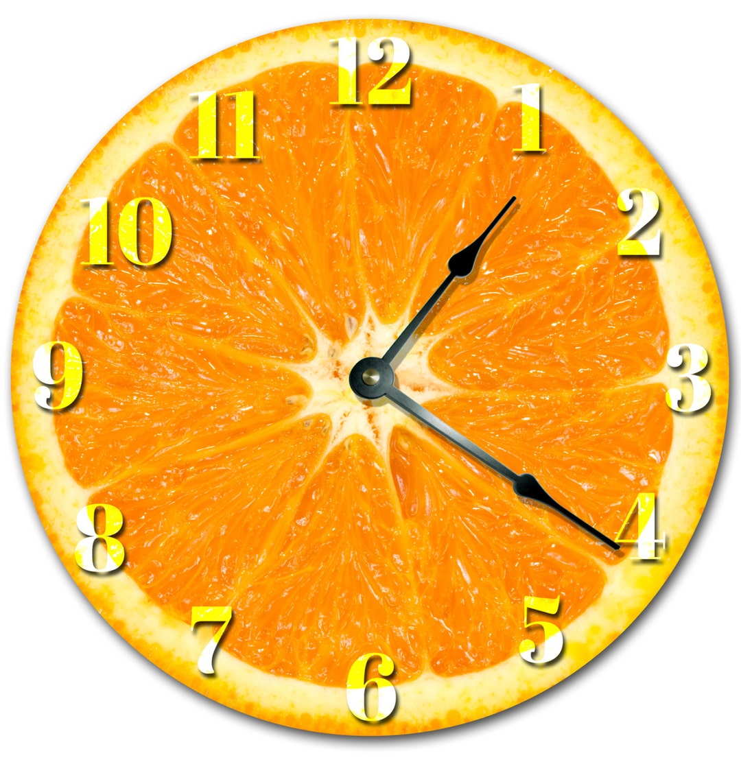ORANGE FRUIT KITCHEN Clock Large 10.5 Inch Clock Novelty Clocks Wall ...