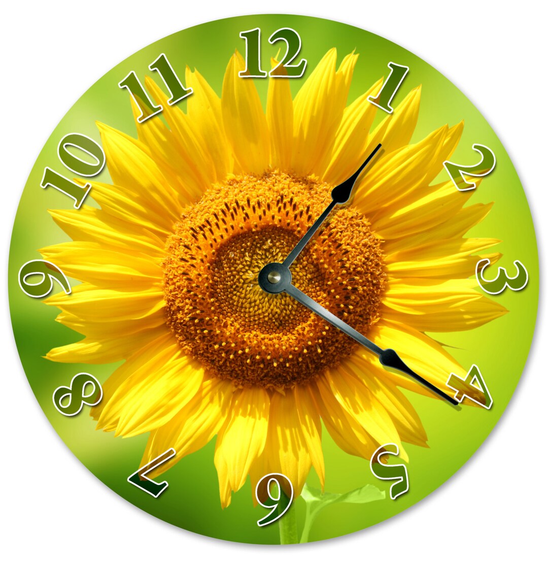 YELLOW SUNFLOWER Clock - Large 10.5 Inch Clock - Novelty Clocks ...