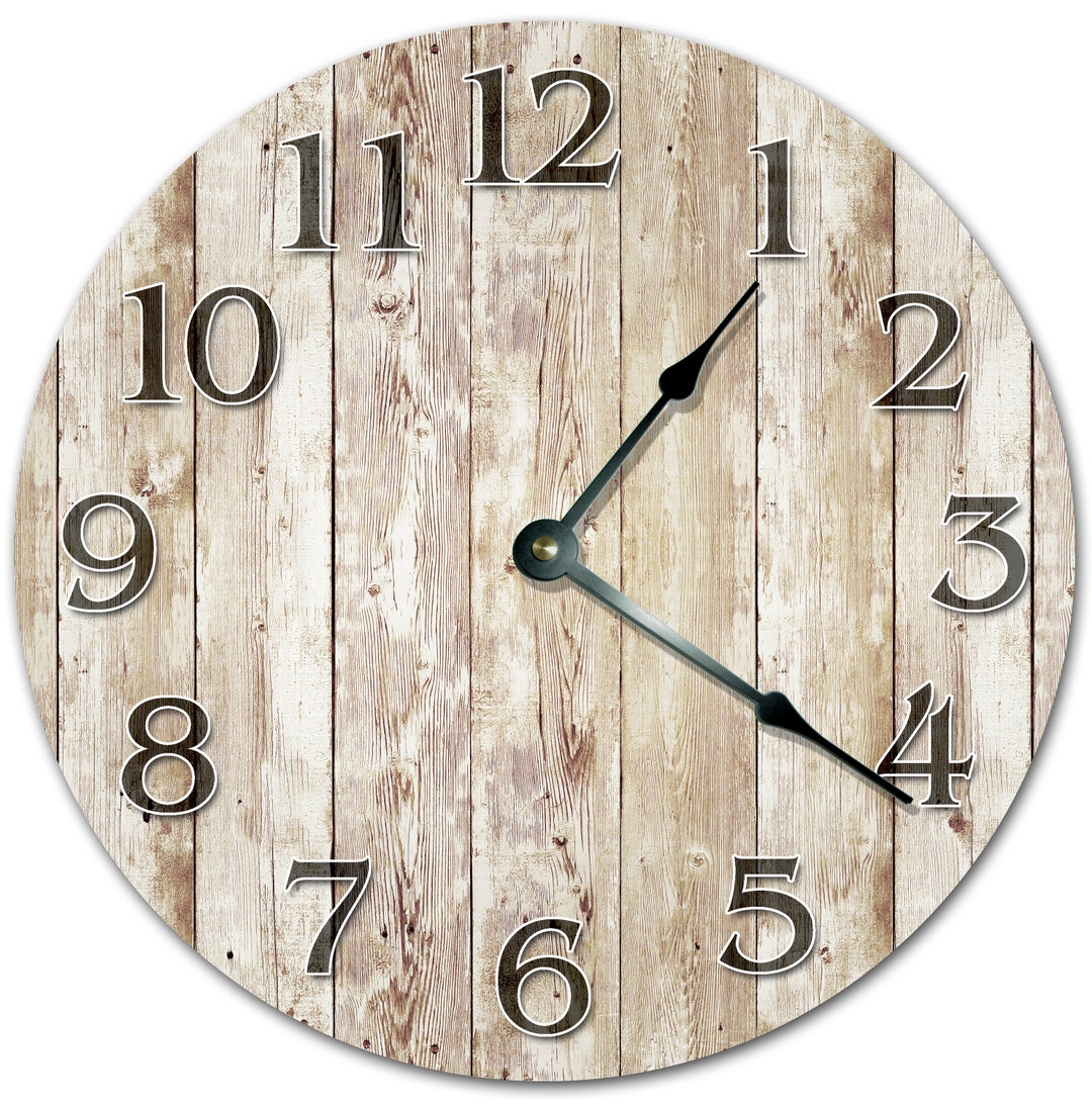 10.5" WOOD BOARDS Clock - Living Room Clock - Large 10.5" Wall Clock ...