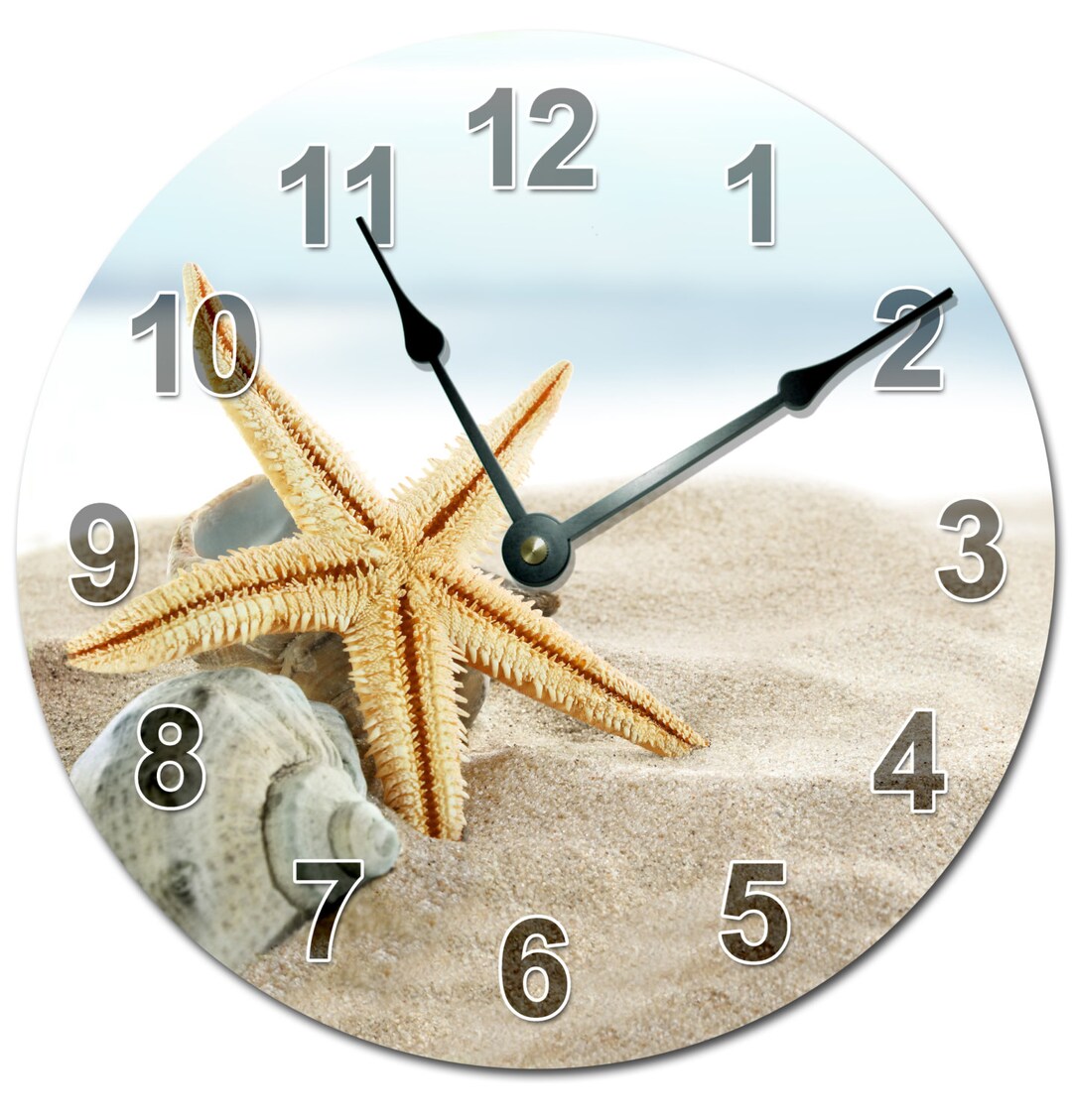Starfish Beach Wall Clock: Extra Large Silent Clock for Bedroom (15 ...